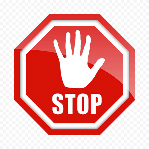 HD Outline Hand Stop Silhouette On Red Stop Road Sign PNG | Citypng
