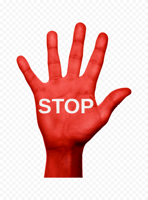 HD Outline Hand Print With Stop Word On Round Red Stamp PNG | Citypng