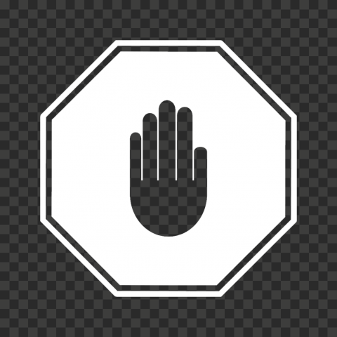 HD Outline Hand Stop Silhouette On Red Stop Road Sign PNG | Citypng