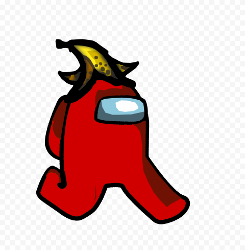 HD Red Among Us Mini Crewmate Character Baby With Banana Hat PNG | Citypng