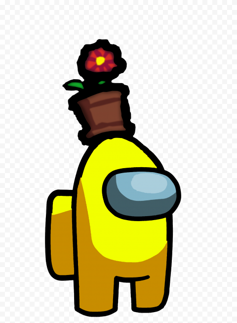 HD Yellow Among Us Mini Crewmate Baby With Flower Pot Hat PNG | Citypng