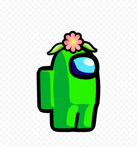 HD Lime Among Us Character With Flower Hat PNG | Citypng