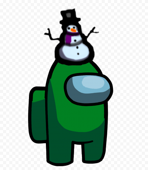 HD Green Among Us Crewmate Shhh Logo With Snowman Hat PNG | Citypng