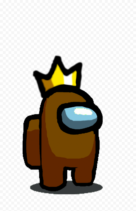 HD Brown Among Us Character Walking With Crown Hat PNG | Citypng