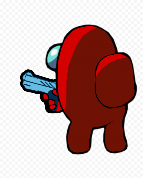 HD Red Among Us Character With Hand Gun Hand PNG | Citypng