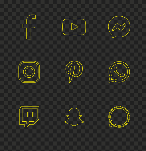 HD Social Media Yellow Neon Round Icons PNG | Citypng