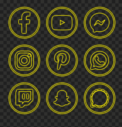HD Facebook Instagram Yellow Neon Logos Icons PNG | Citypng