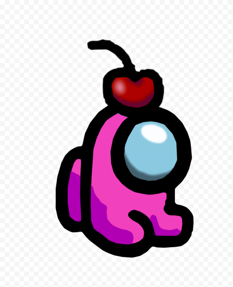 HD Purple Among Us Character Walking With Cherry Hat PNG | Citypng