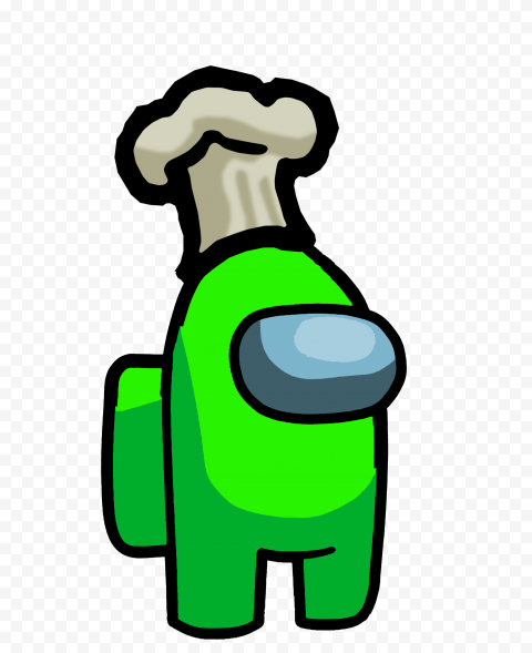 HD Green Among Us Character With Chef Hat On Head PNG | Citypng