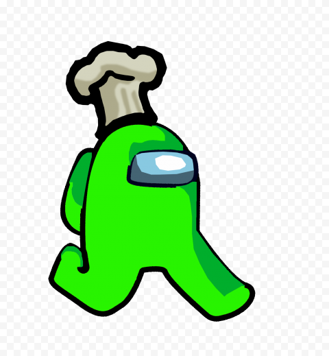 HD Green Among Us Character With Chef Hat On Head PNG | Citypng